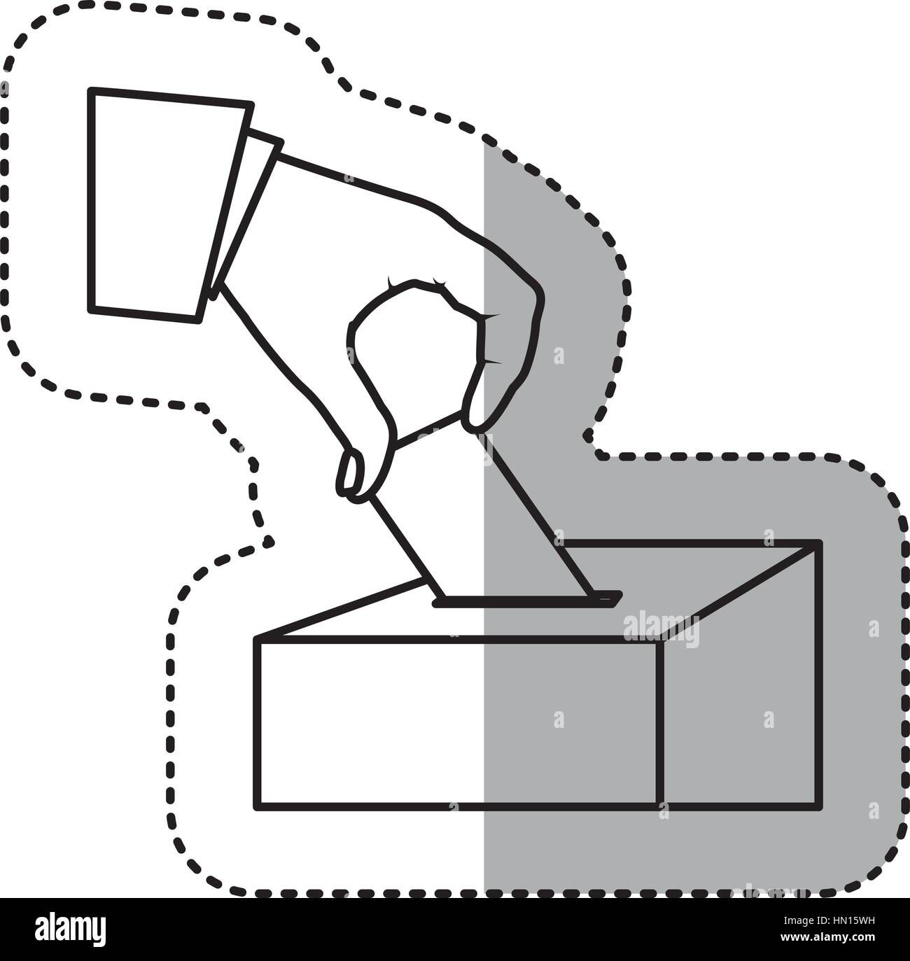 monochrome silhouette sticker with vote in hand and urn Stock Vector ...