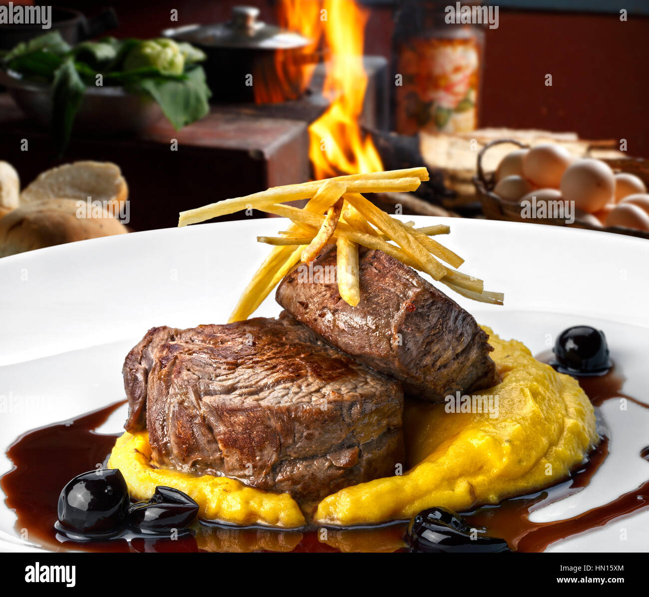 Filet mignon with mashed Stock Photo - Alamy