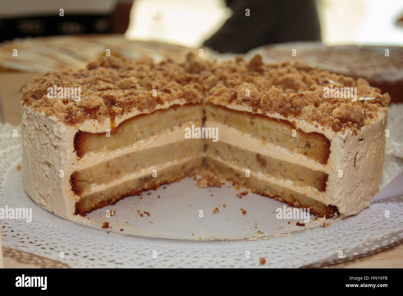 Italian Coffe Cream Cake with Smashed Amaretti Biscuits on Top Stock ...