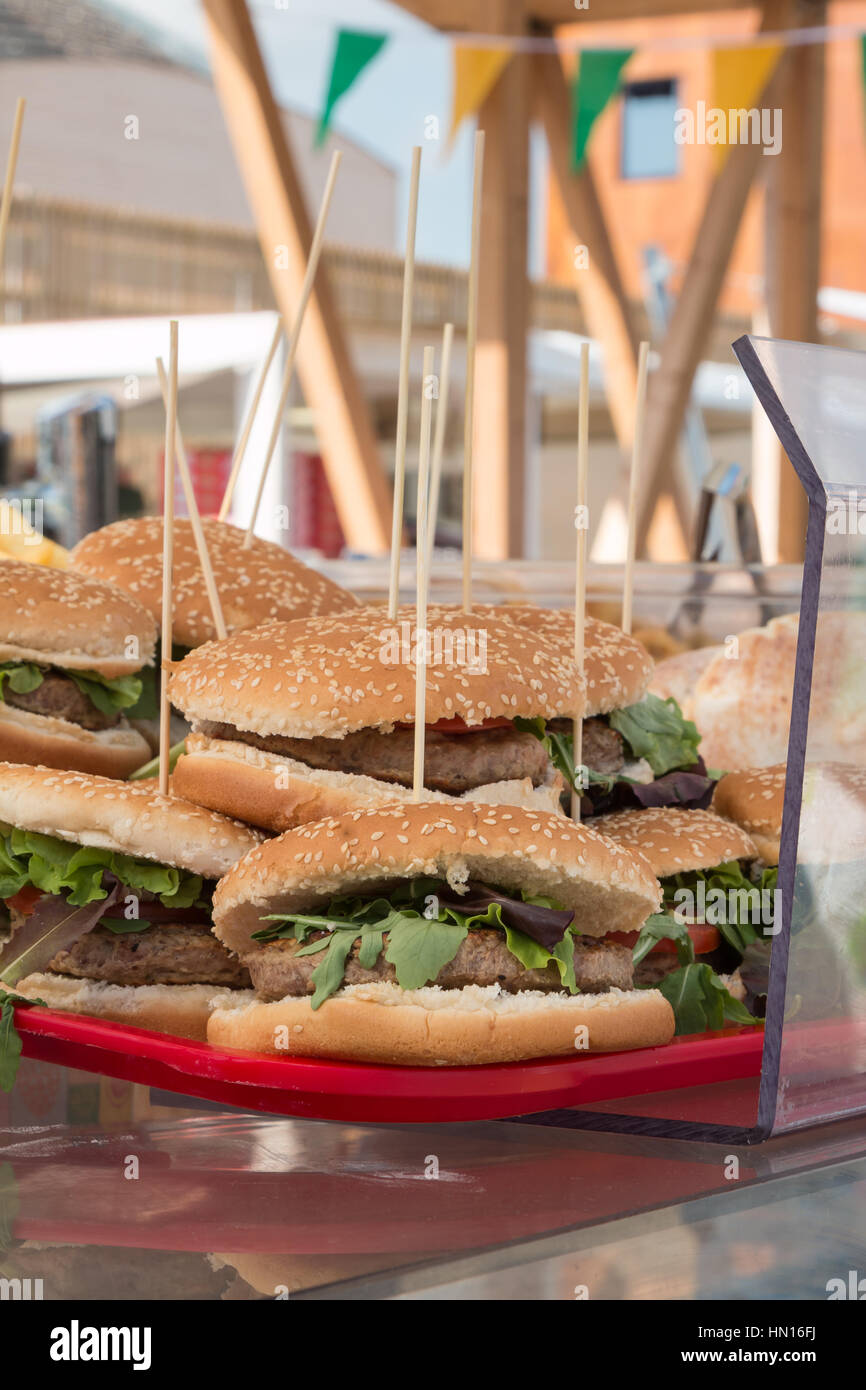 Hamburger, Skewer Buns for Fast Food with Meat and Vegetables Stock ...