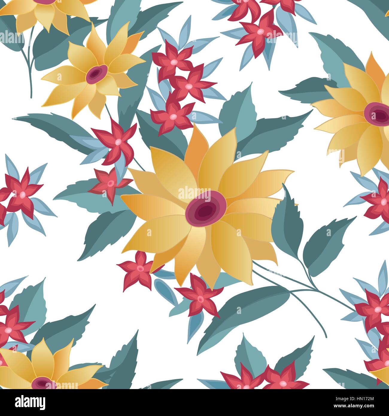 Flower bouquet seamless pattern. Summer flourish ornamental texture ...