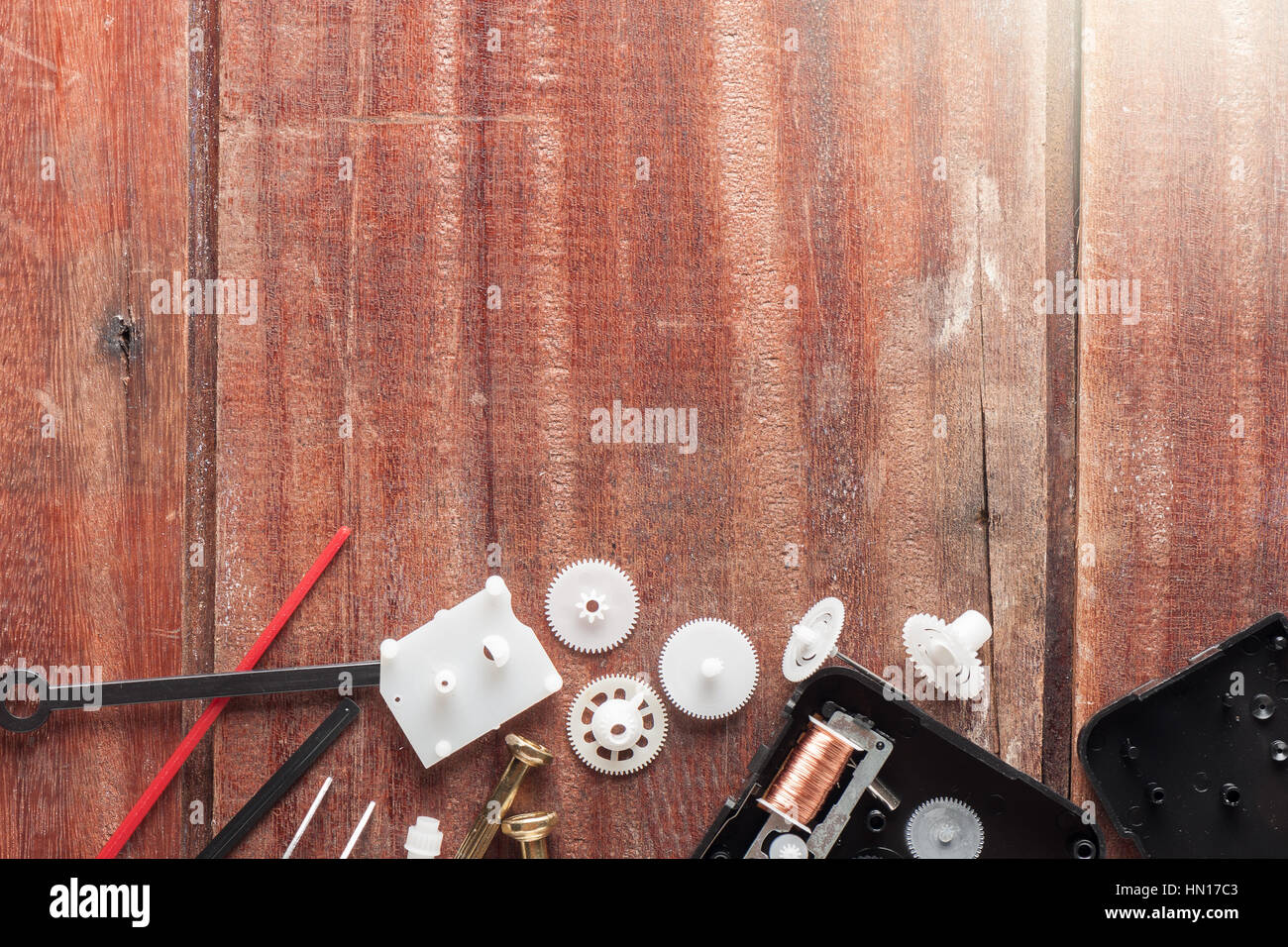 closeup mechanical clock gears background Stock Photo - Alamy