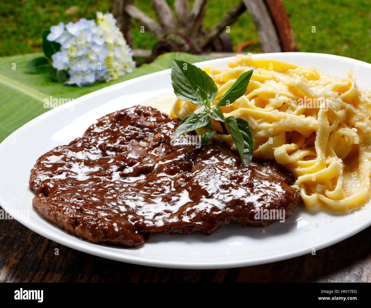 roast beef with pasta Stock Photo - Alamy