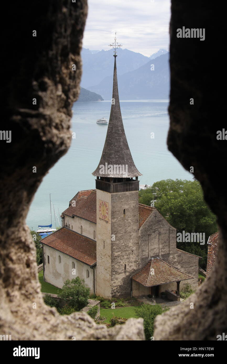Romanesque castle church at Schloss Spiez, Spiez, Thunersee, Bern ...