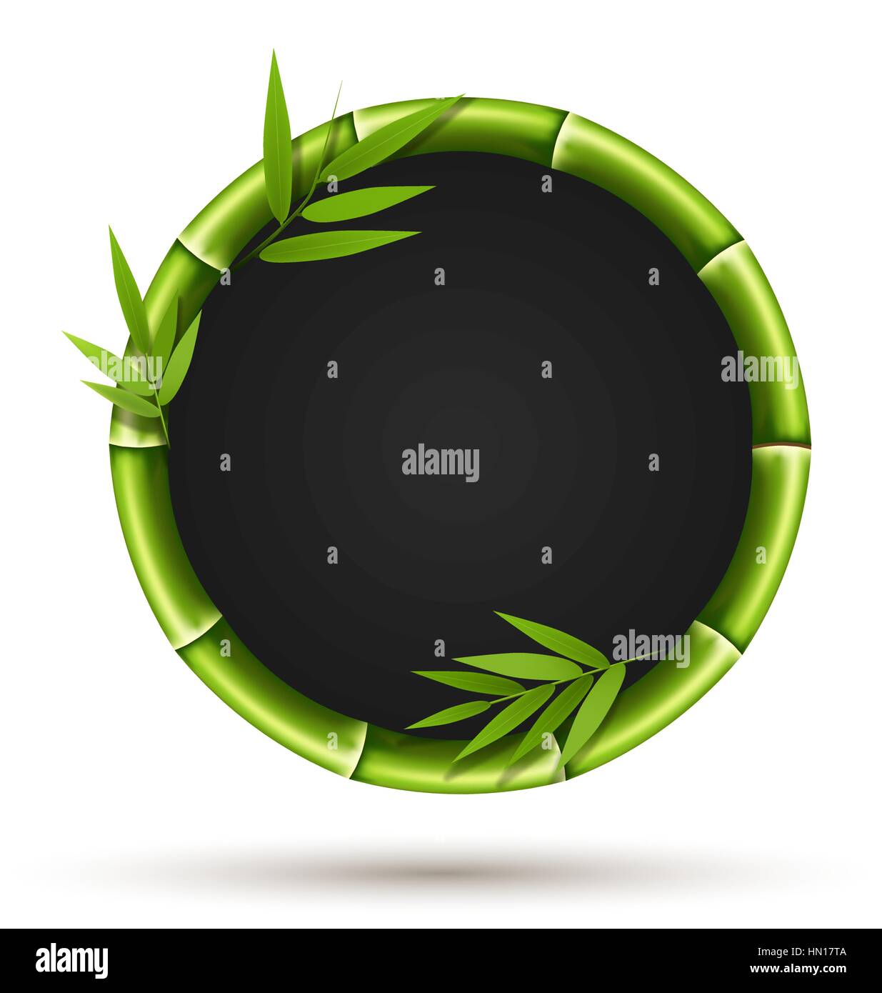 Bamboo circle frame with leafs isolated on white Stock Vector Image ...