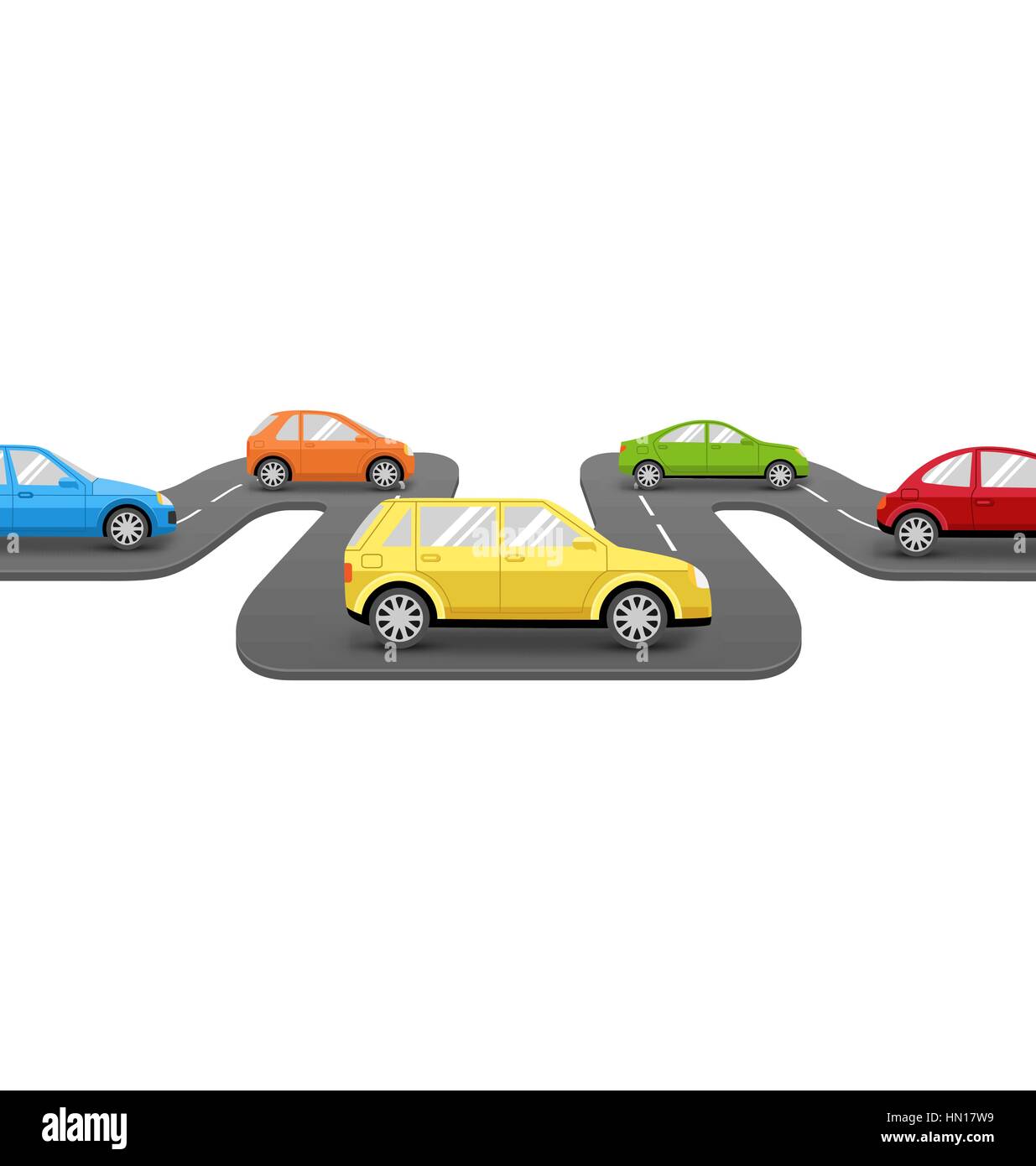 Cars on Road. Perspective Transport Background Stock Vector Image & Art ...