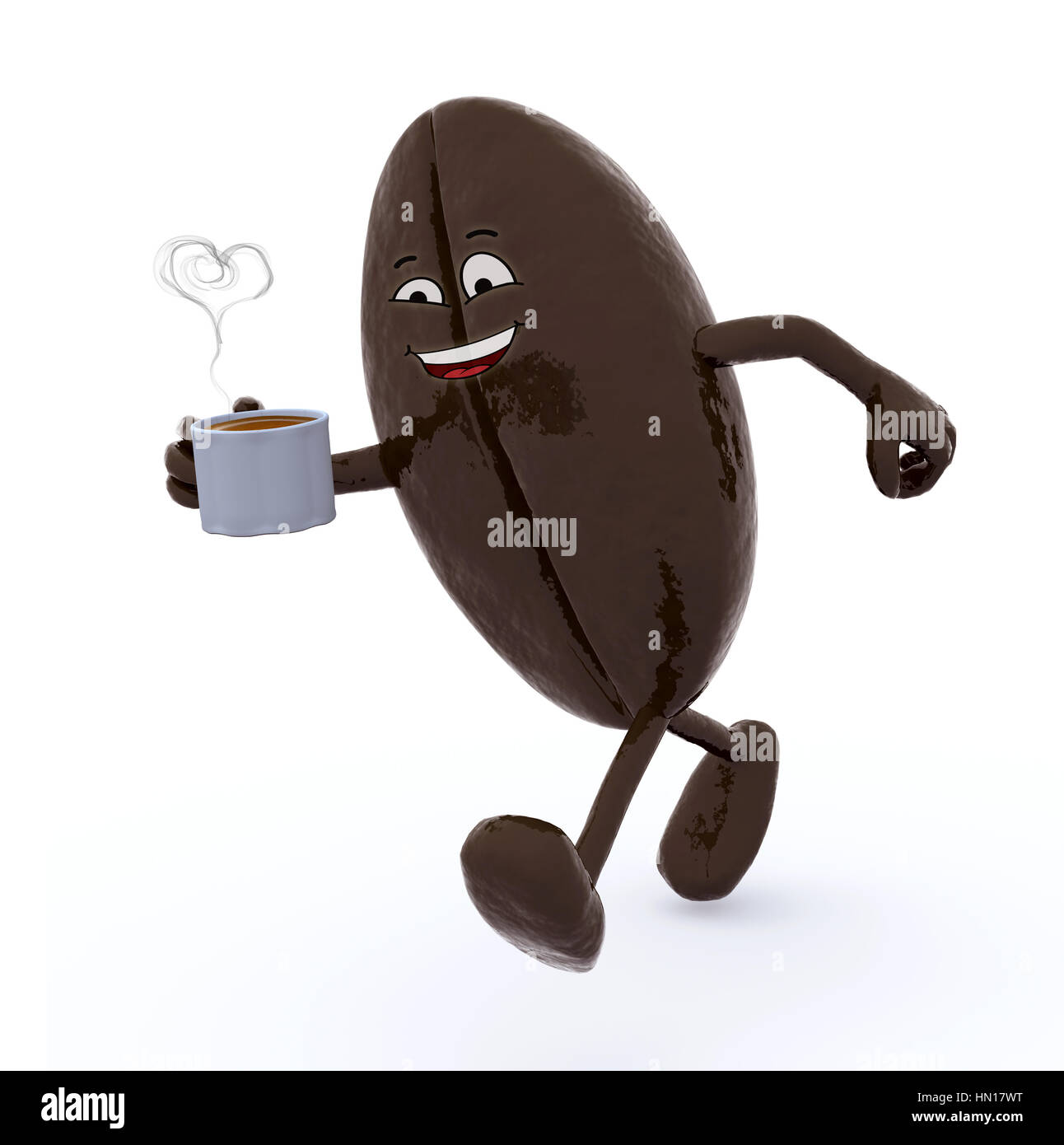 coffee bean with arms and legs that is walking, isolated 3d ...