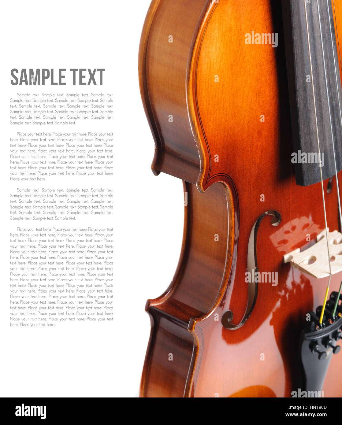 new classical violin on white background template Stock Photo - Alamy