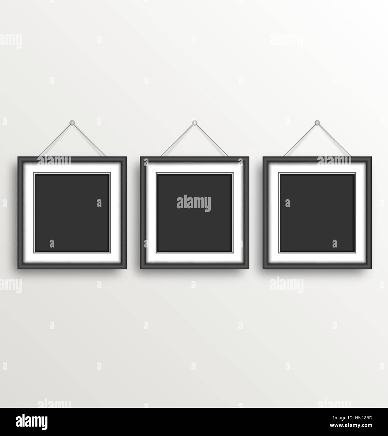 Three Black Simple Modern Blank Frames on Grayscale Stock Vector Image ...