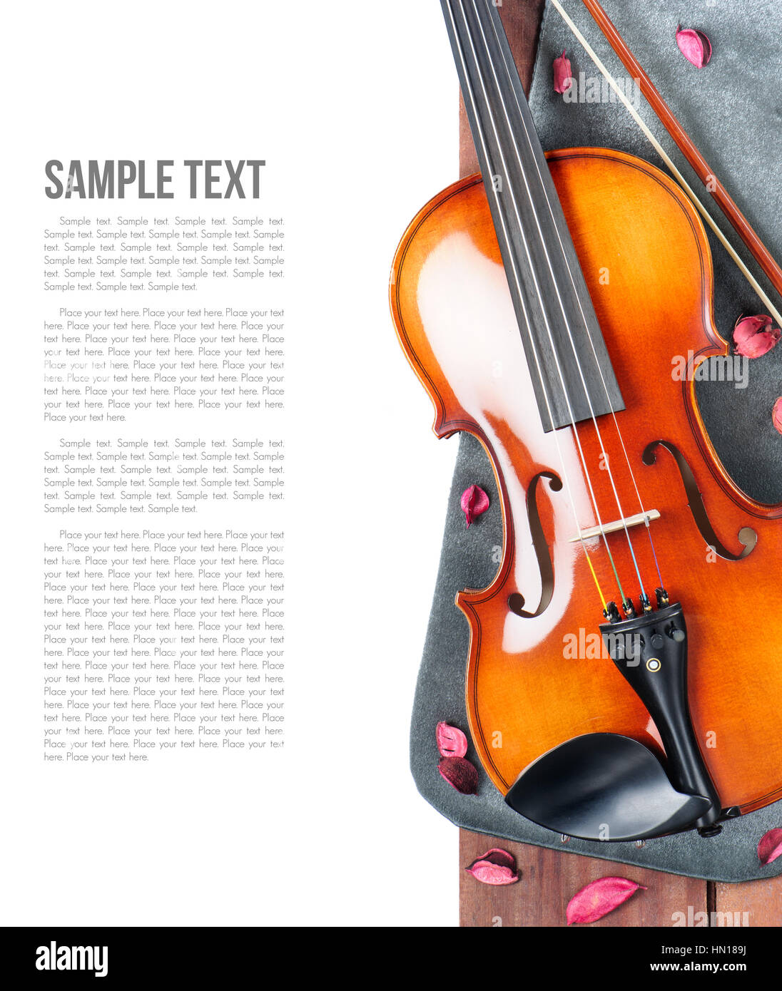 new classical violin on wooden plank template Stock Photo - Alamy