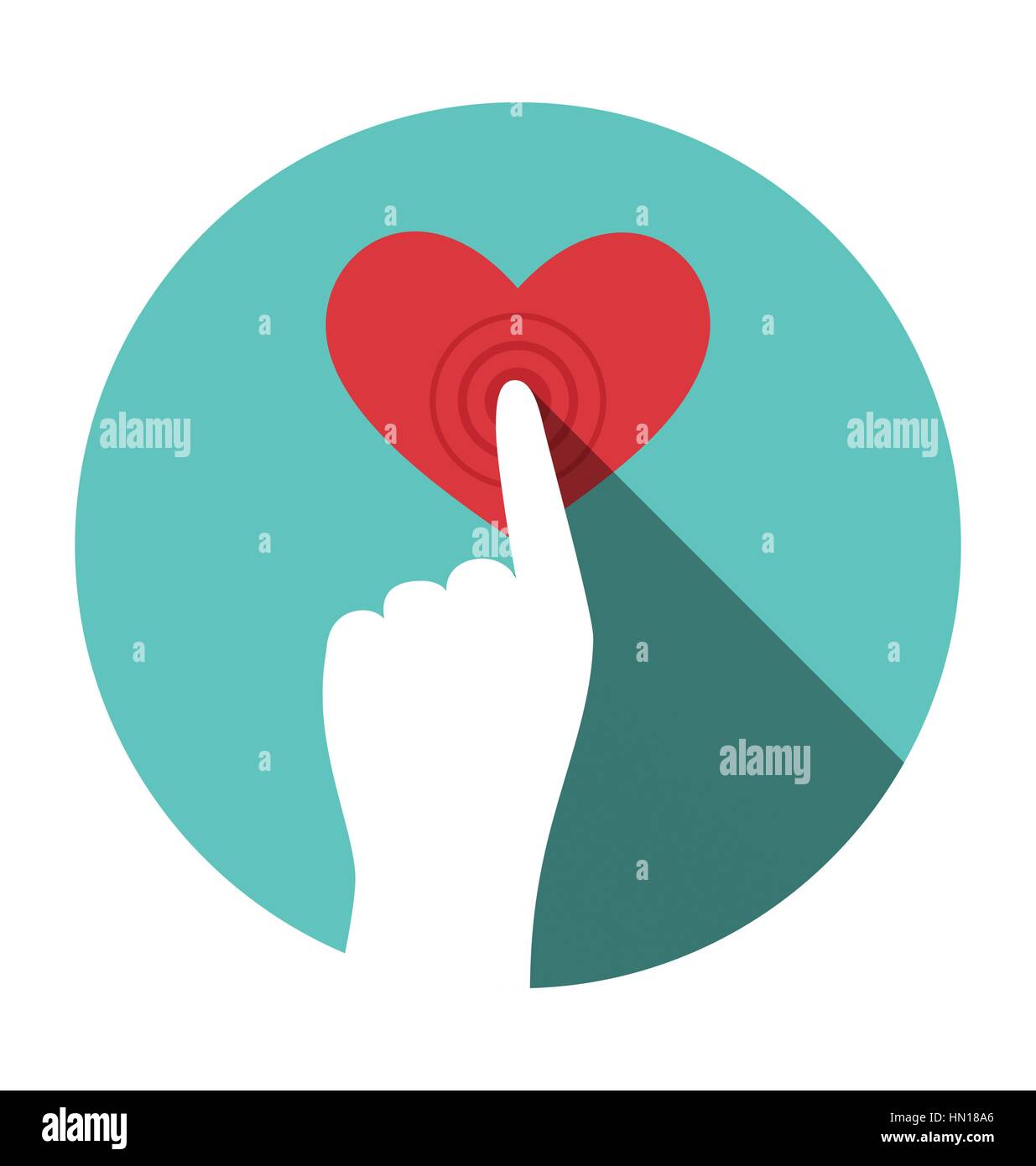 Icon with hand touching heart isolated on white Stock Vector Image ...