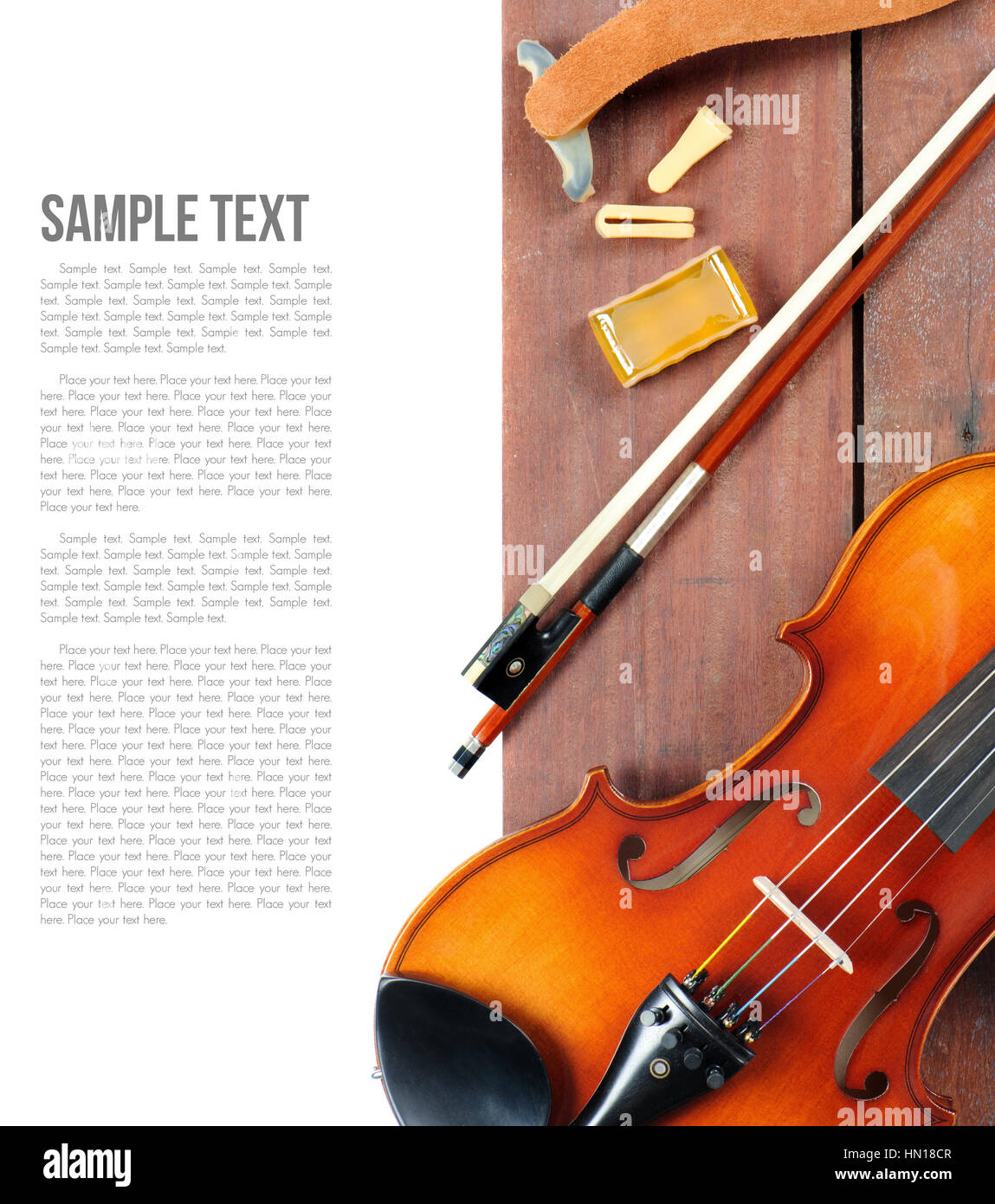 new classical violin on wooden plank template Stock Photo - Alamy