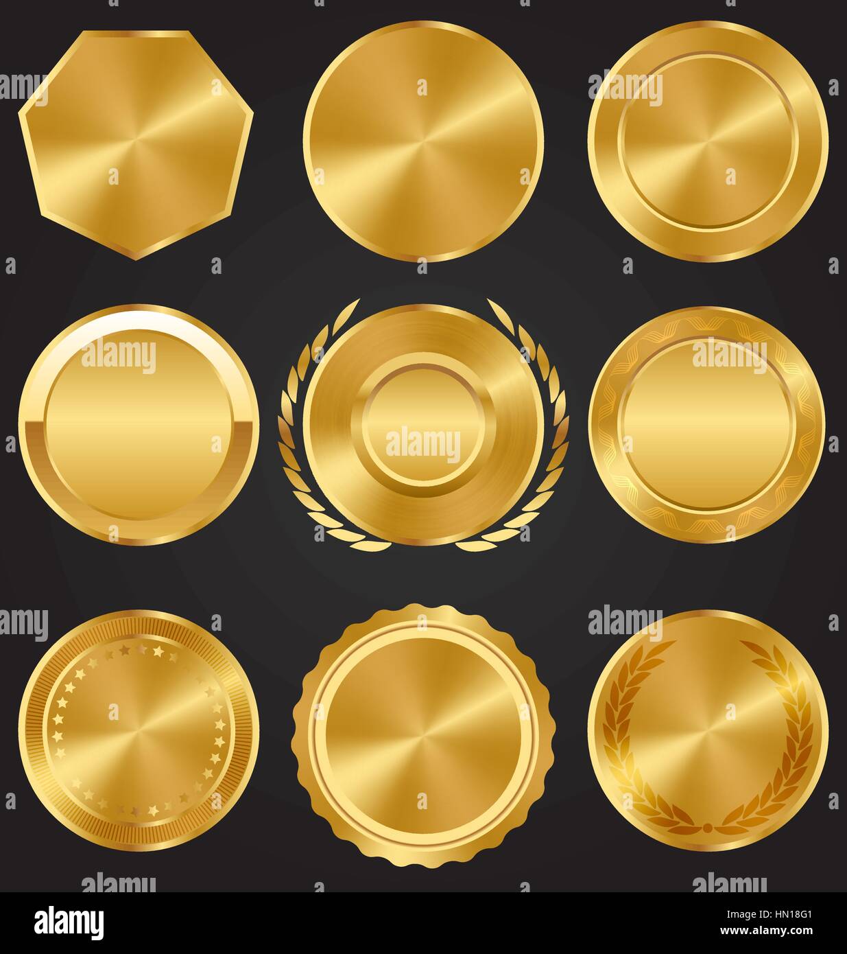 Golden Premium Quality Best Labels Medals Collection on Dark Stock ...