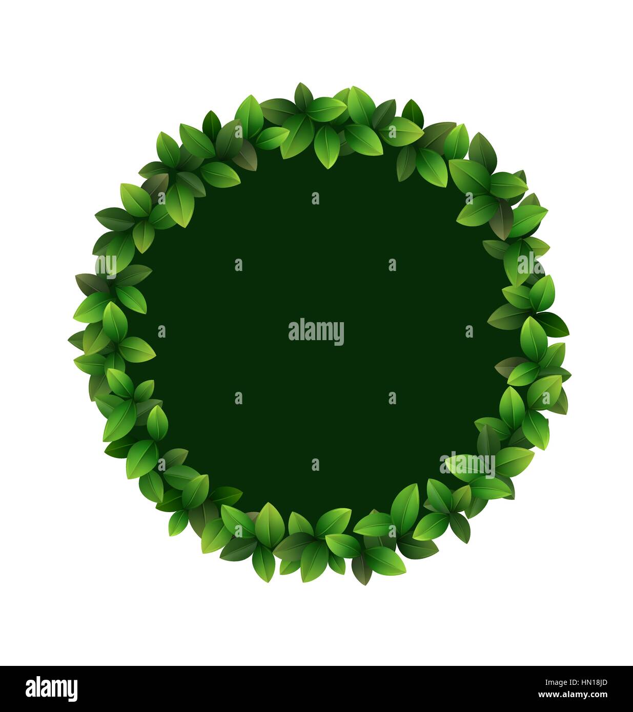 Green leaves circle frame isolated on white Stock Vector Image & Art ...