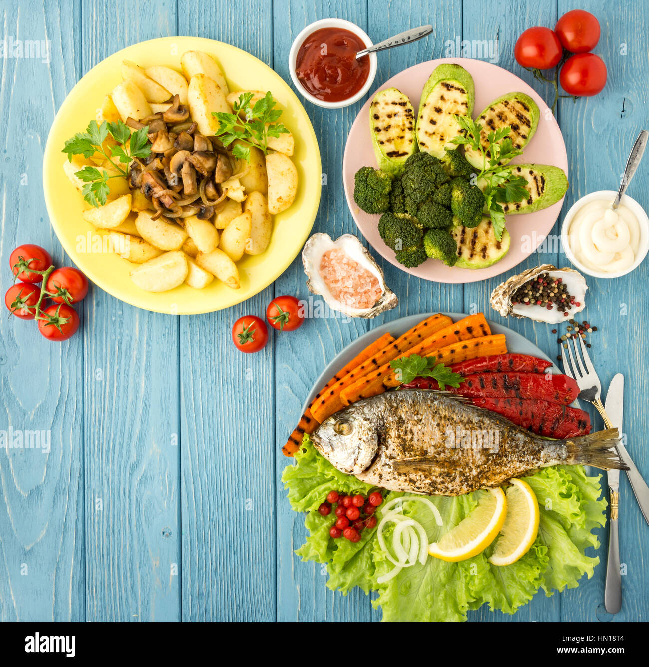 Delicious and nutritious meal rich in vitamins and minerals with fish ...