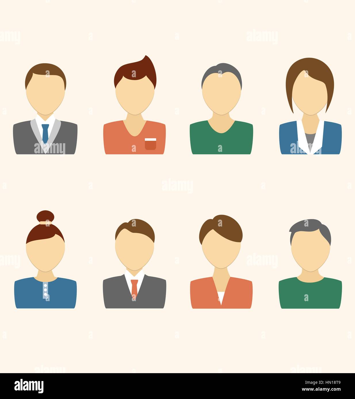 Set of business avatar office employees on beige Stock Vector Image ...