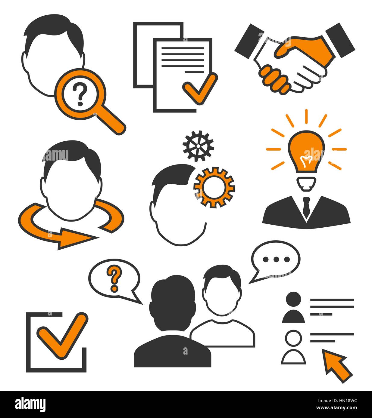Recruitment Human Resources Hiring Icons Signs Pictograms Isolat Stock ...
