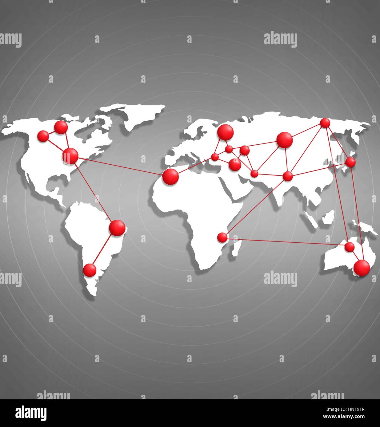 World map with red point marks on grayscale Stock Vector Image & Art ...