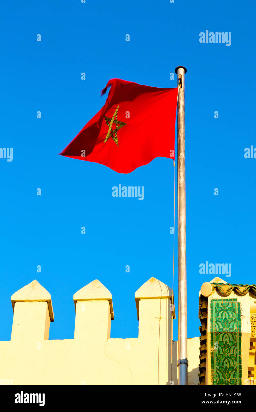 waving flag in the blue sky tunisia colour and wave battlements Stock ...