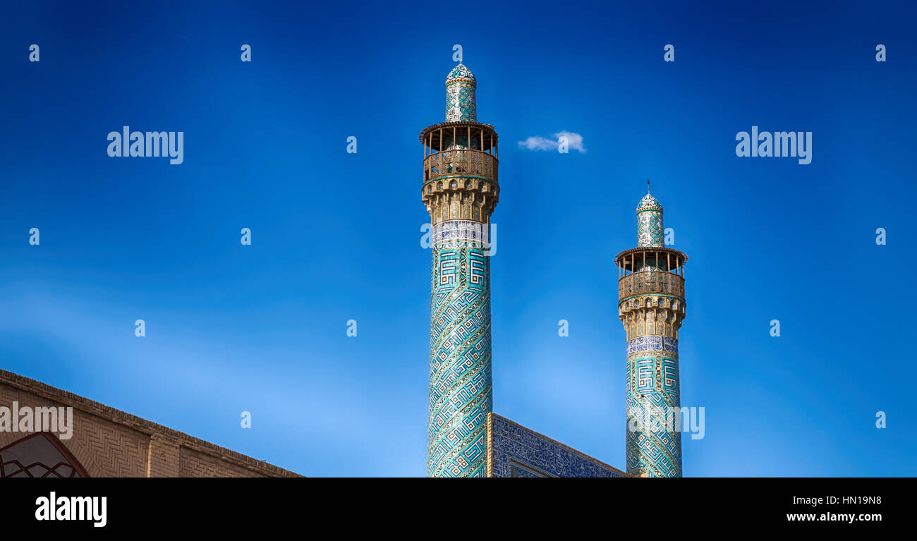 in iran old square mosque and fountain water backlight Stock Photo - Alamy