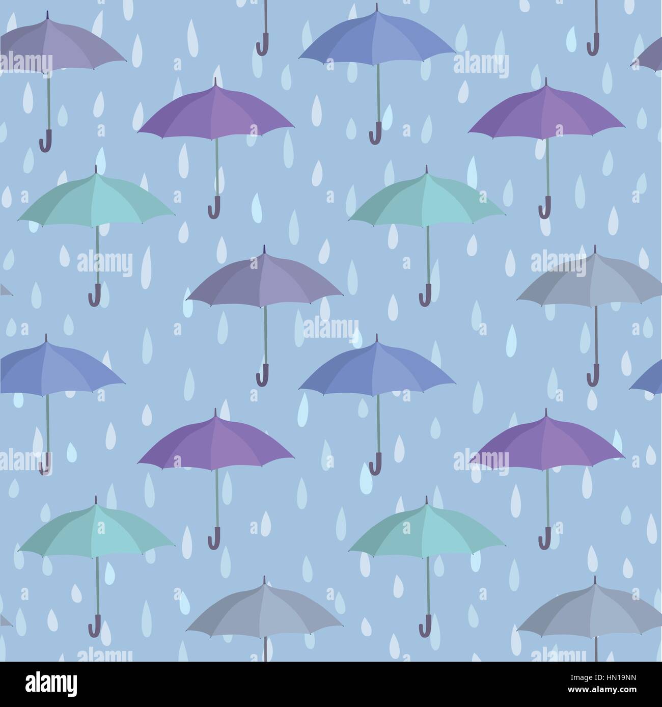 Umbrella over raindrop background. Rainstorm Seamless Pattern. Rainy weather ornament. Water ...