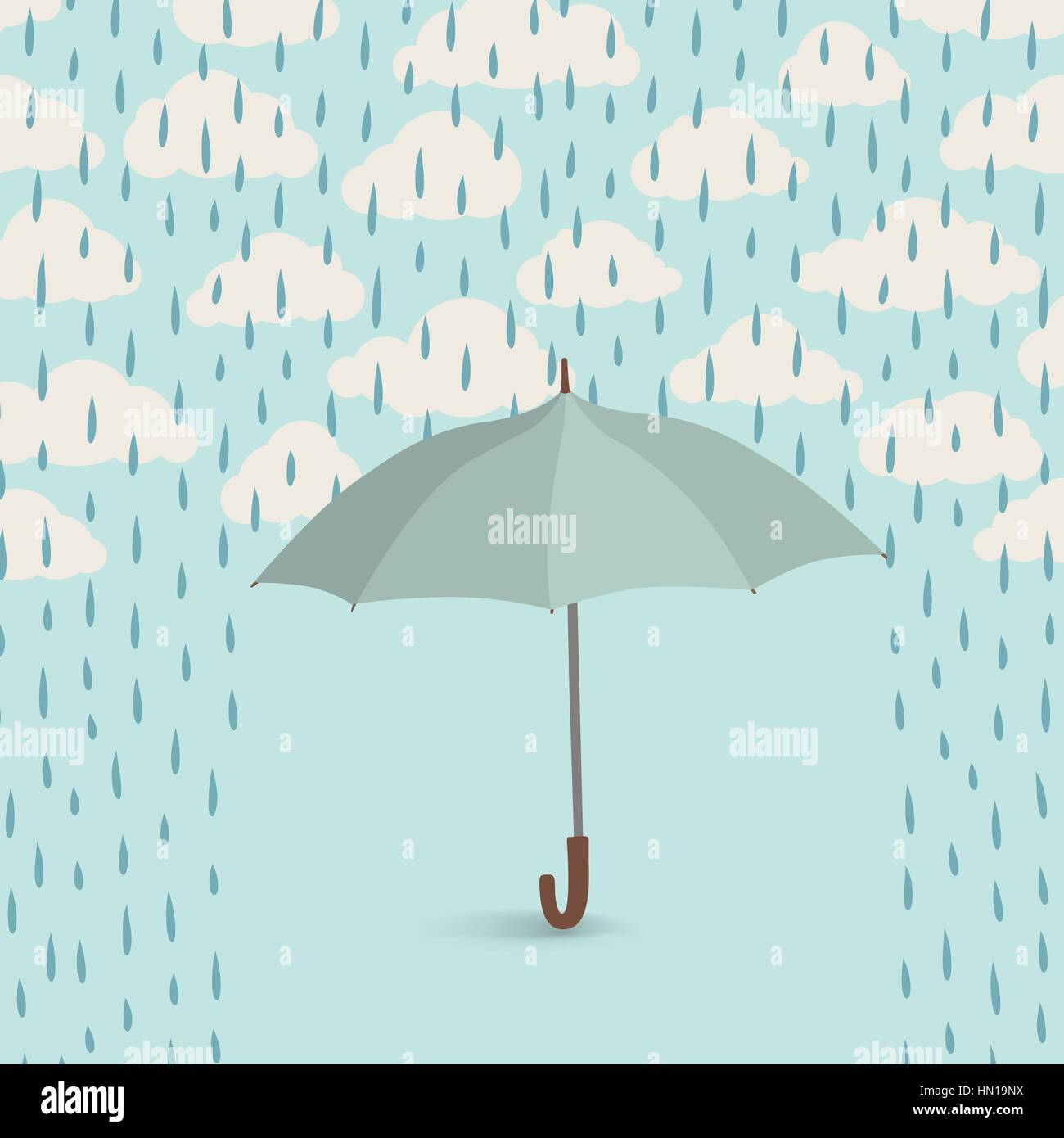 Umbrella over rain. Rainy cloudy sky pattern. Autumn rain background ...
