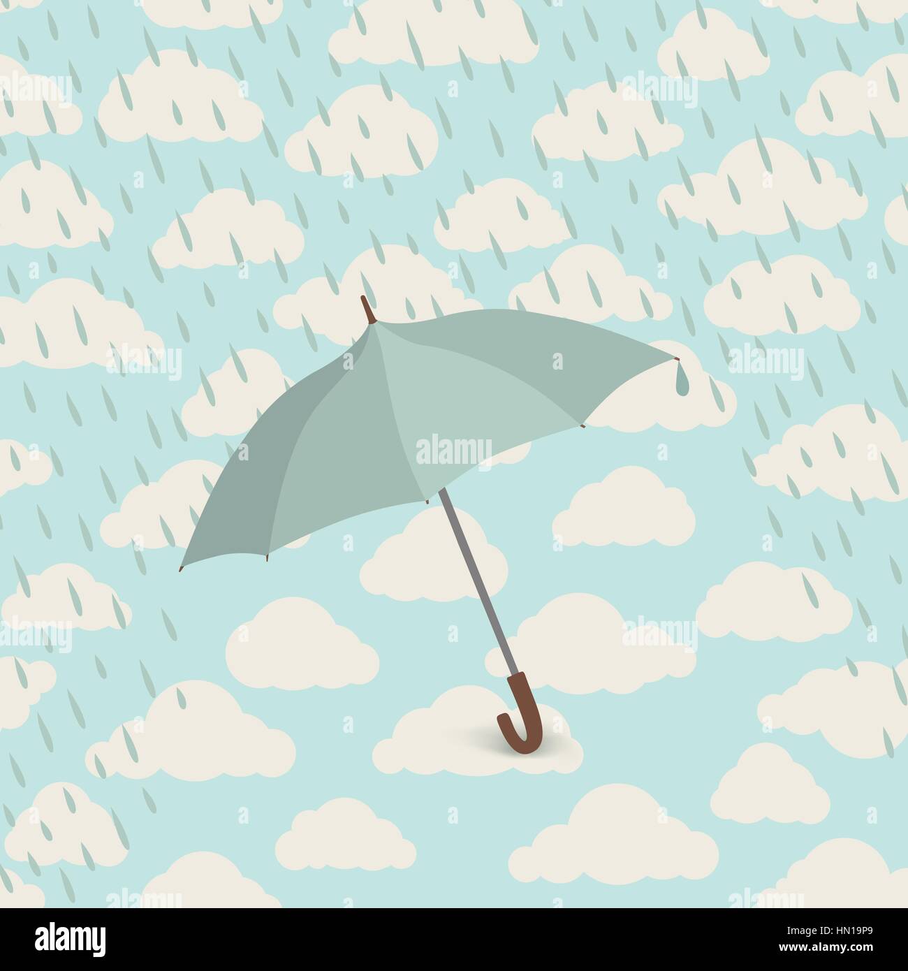 Umbrella over rain. Rainy cloudy sky pattern. Autumn rain background ...