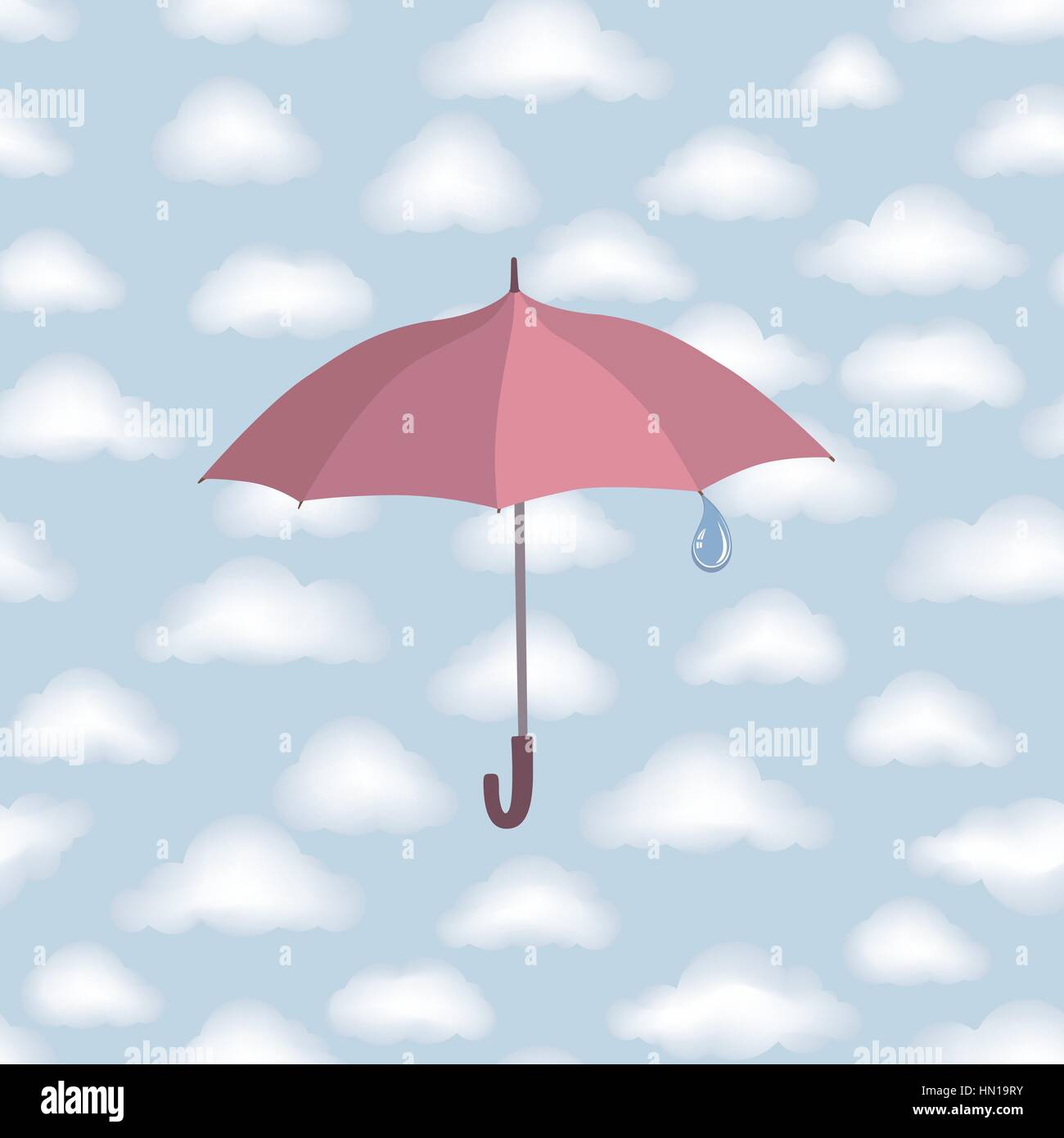 Umbrella over cloudy sky. Clouds seamless pattern Autumn weather ...