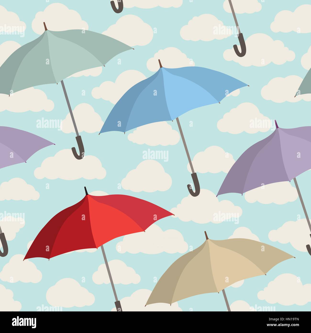 Umbrella seamless pattern. Cloudy sky tiling pattern. Rainy autumn ...