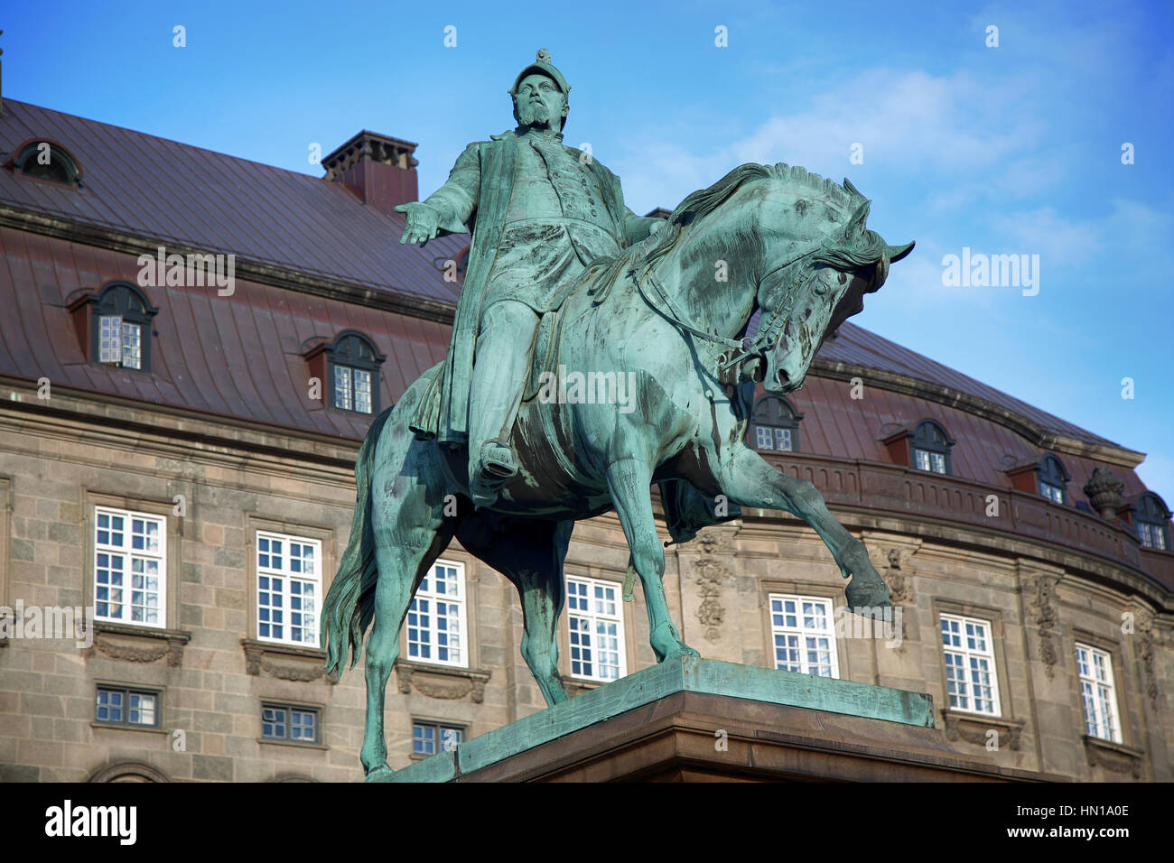 The equestrian statue of King Frederik VII in front of the ...