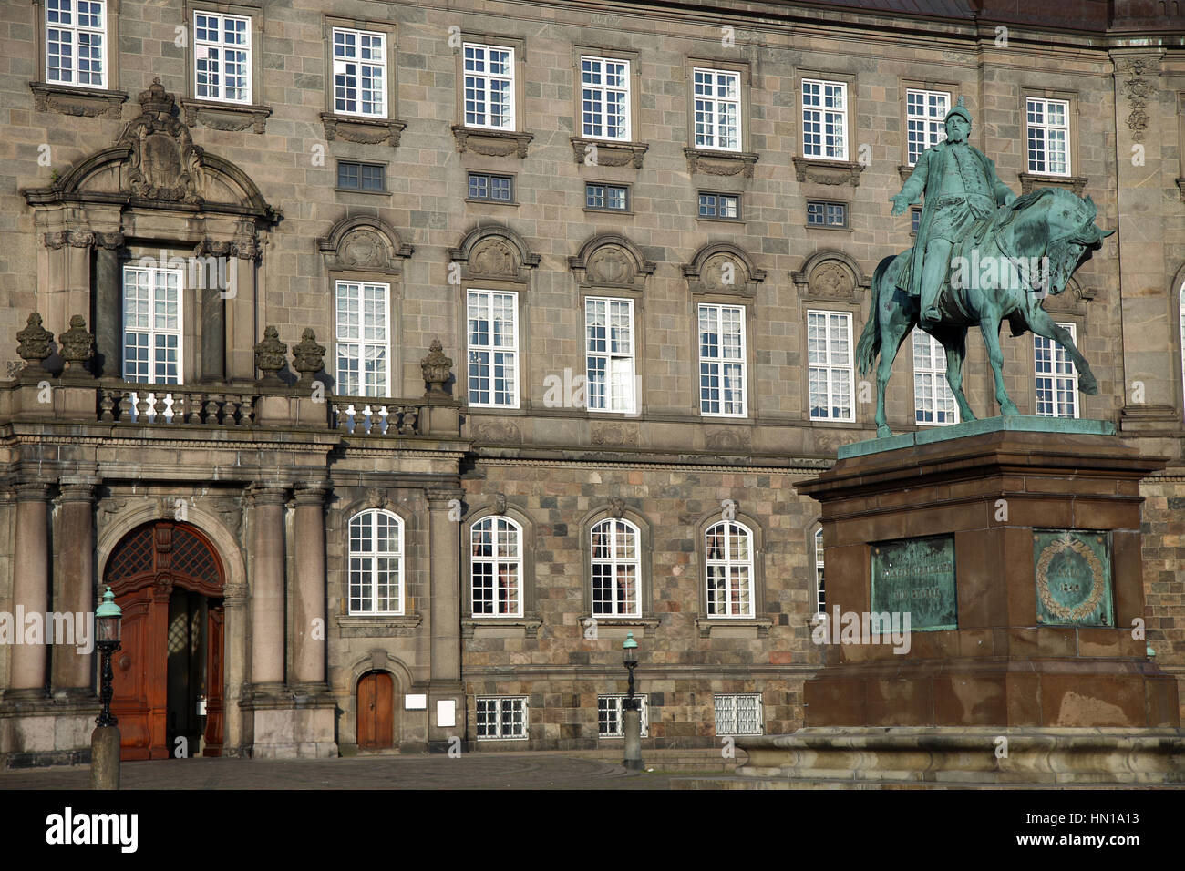 The equestrian statue of King Frederik VII in front of the ...