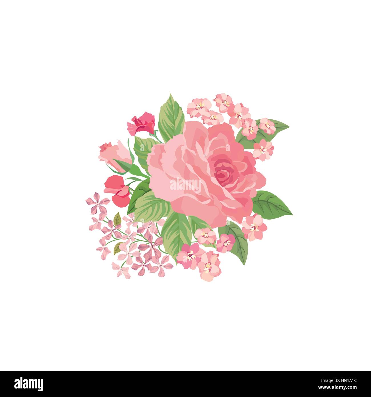 Floral bouquet isolated over white background. Summer flower rose posy ...