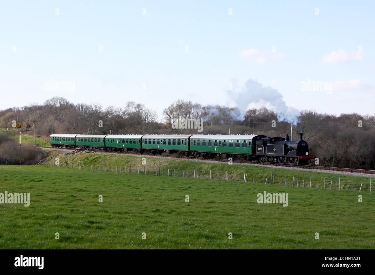 30053 LSWR M7 0-4-4-T Steam Train operating a service to Swanage at ...