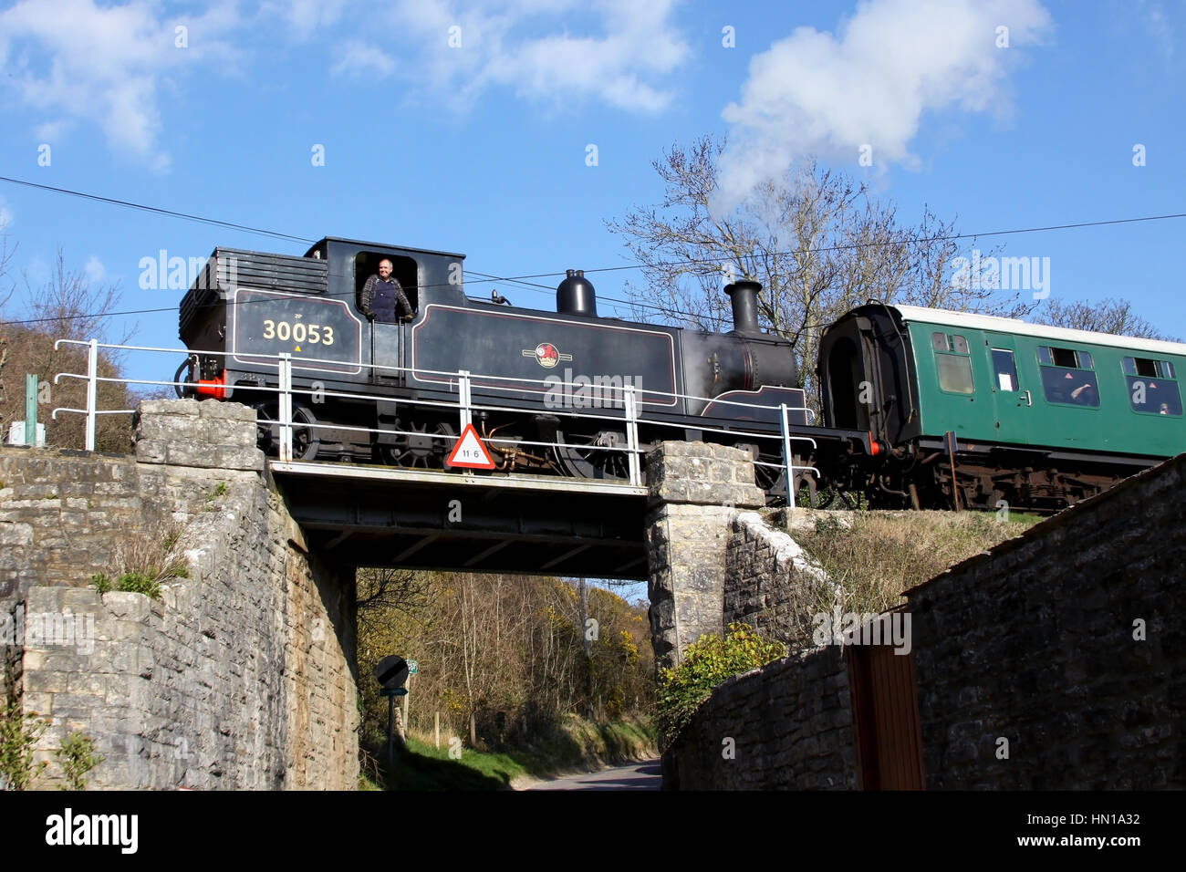 30053 LSWR M7 0-4-4-T Steam Train operating as service to Norden at ...