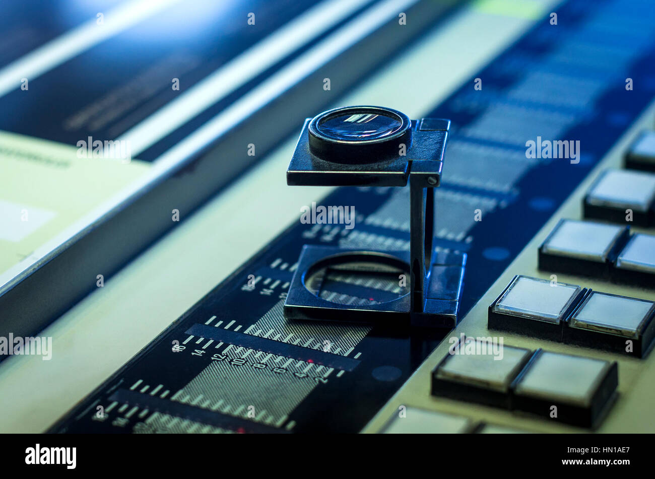 Color management in printing process with magnifying glass Stock Photo ...