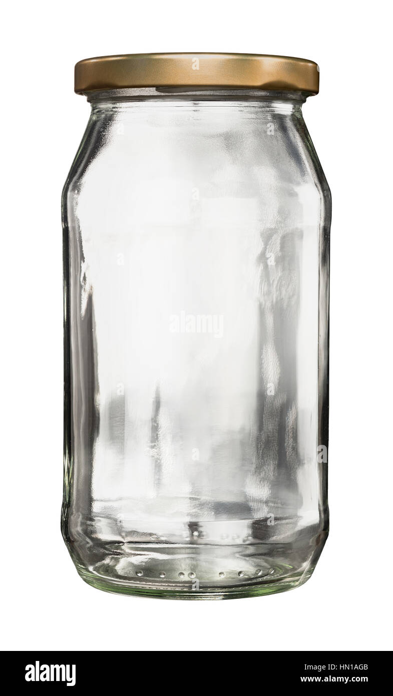 Closed empty glass jar with metal lid isolated on white Stock Photo - Alamy