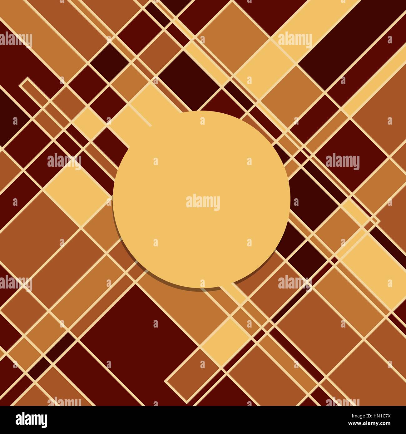 Yellow dark squares with circle. Abstract background template. Modern ...