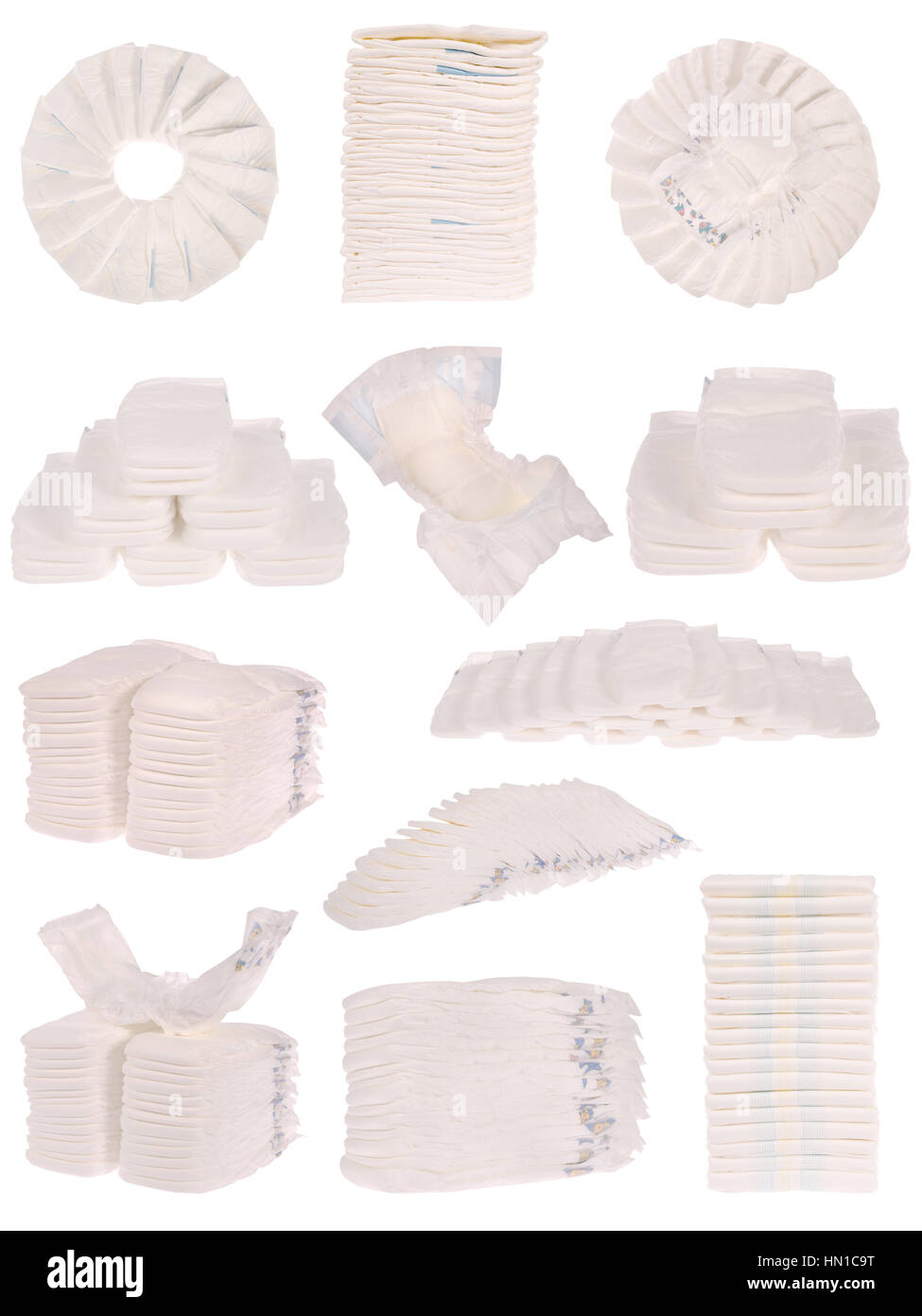 Baby diapers isolated on white Stock Photo - Alamy