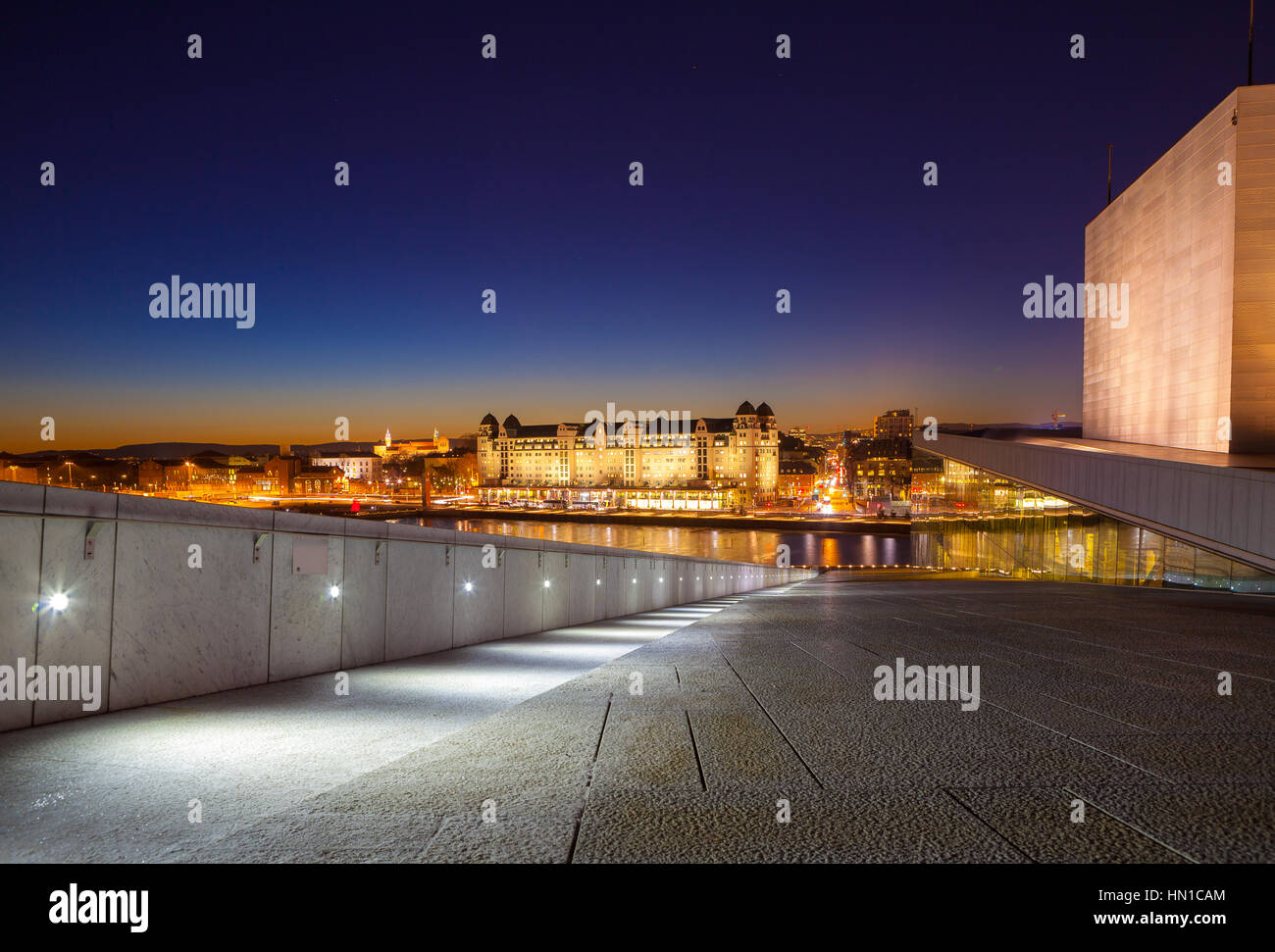 Night Oslo, Norway. View from Opera House Stock Photo - Alamy