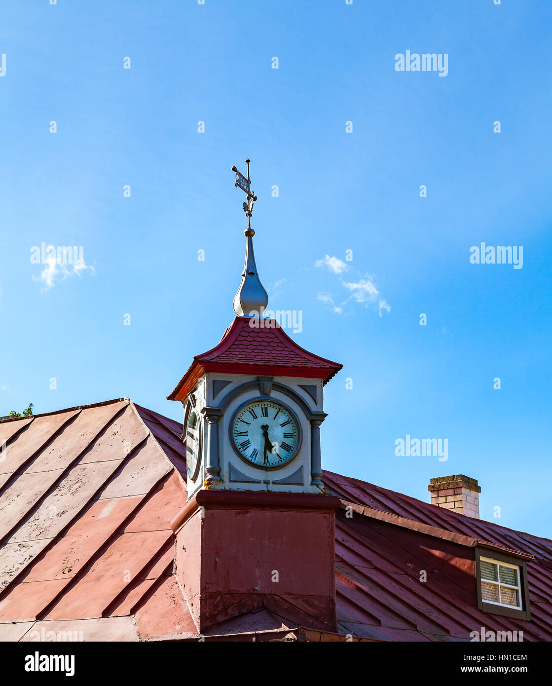 Small clock tower on roof of old house. Kuressaare, Saaremaa, Estonia ...