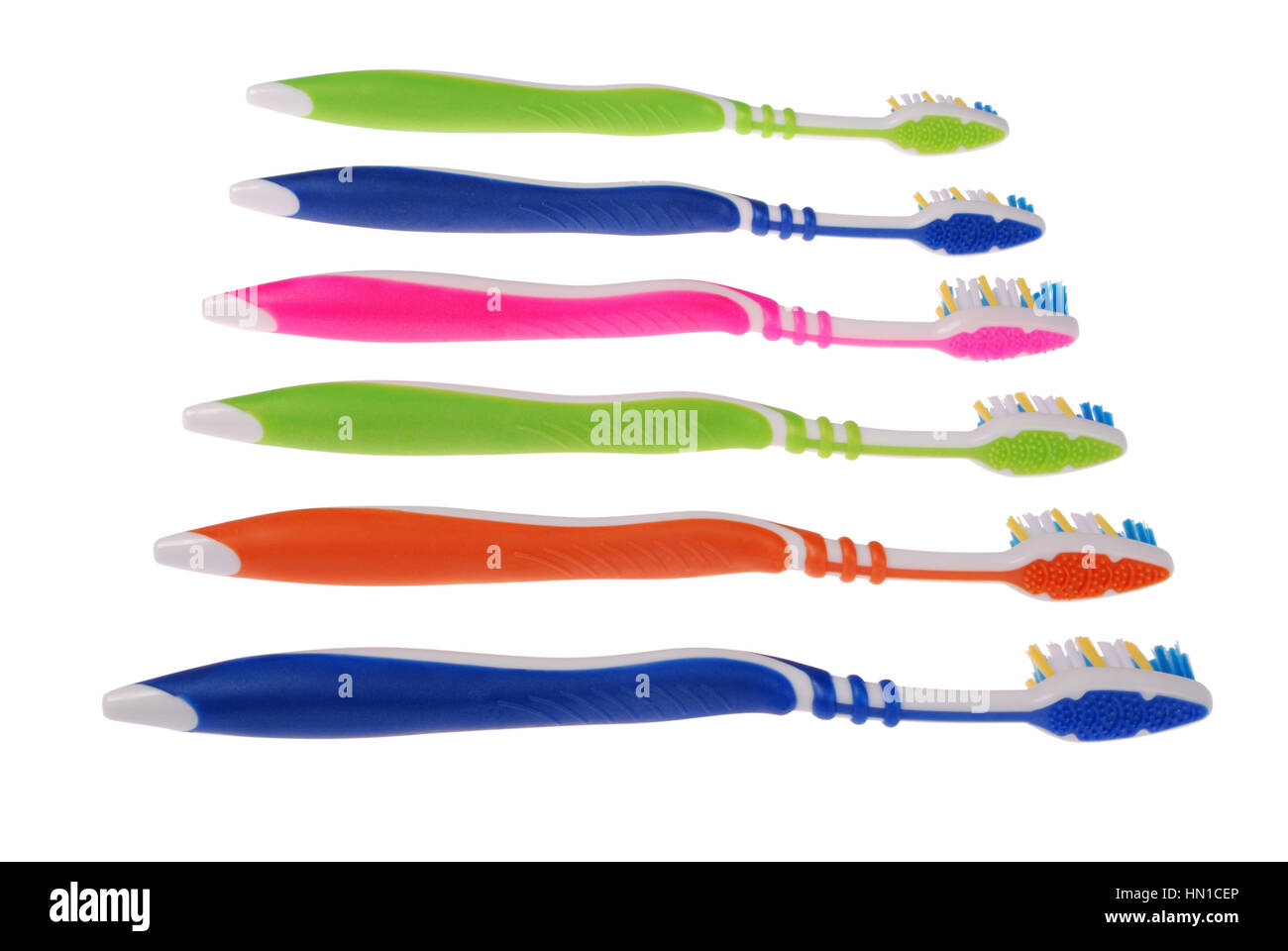Colored toothbrushes. Isolated on white background. Clipping paths ...