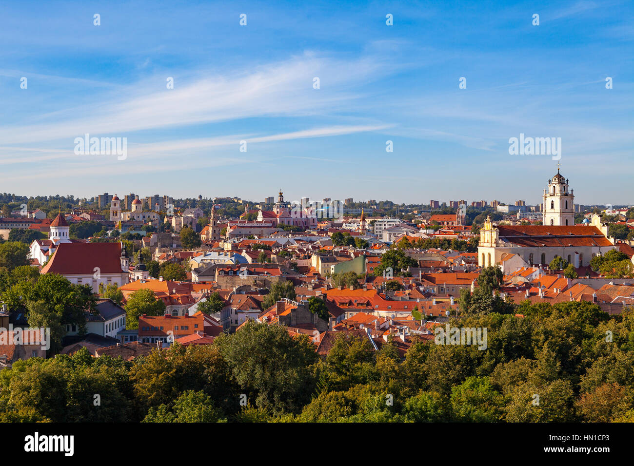 Scenic summer panoramic aerial view of Vilnius old town Stock Photo - Alamy