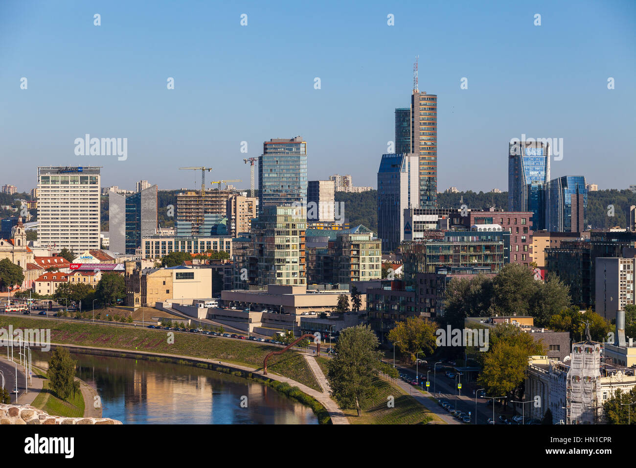 VILNIUS, LITHUANIA - 20 AUG 2015. View to modern part of Vilnius ...