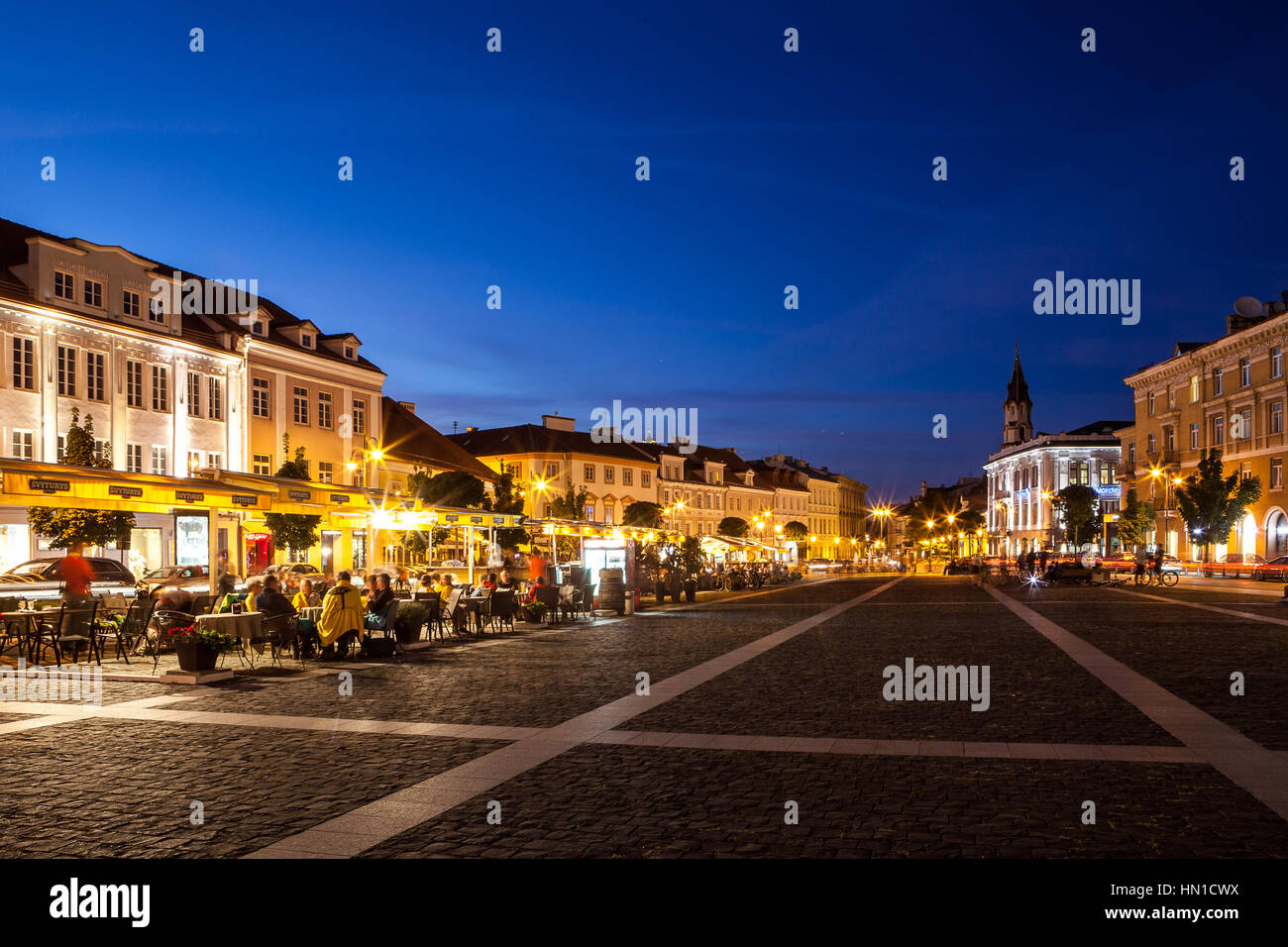 VILNIUS, LITHUANIA - 20 AUG 2015. Nightlife in old european city Stock ...