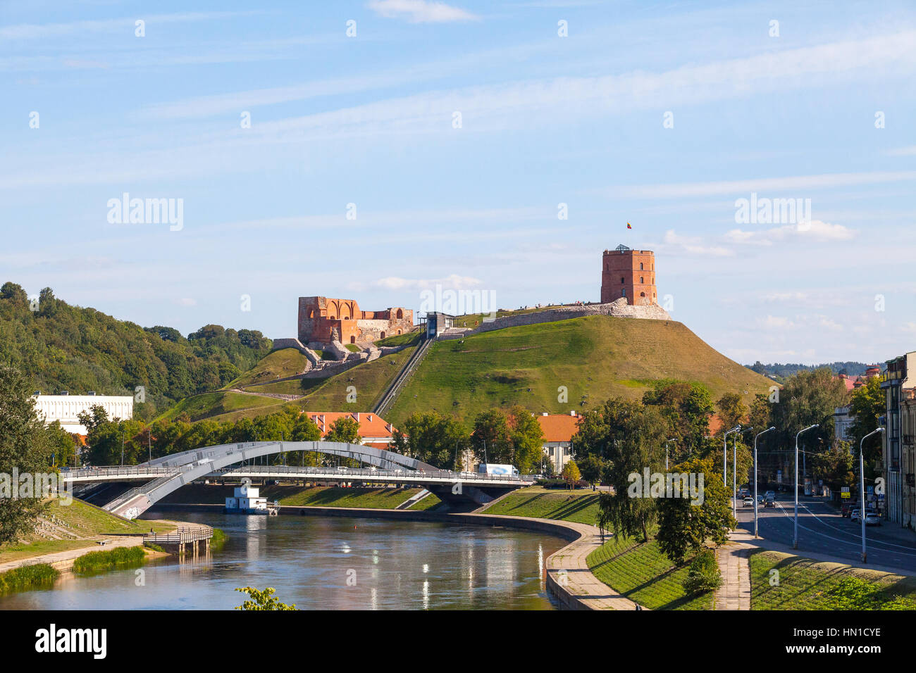 Vilnius city Neris river and Gediminas castle view, Vilnius, Lithuania ...