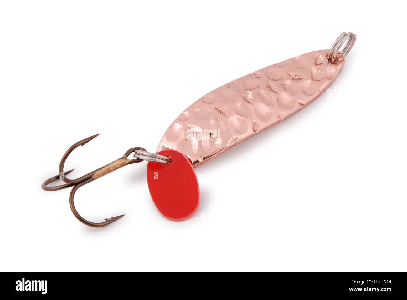 Gold fishing spoon on white, clipping path included Stock Photo - Alamy