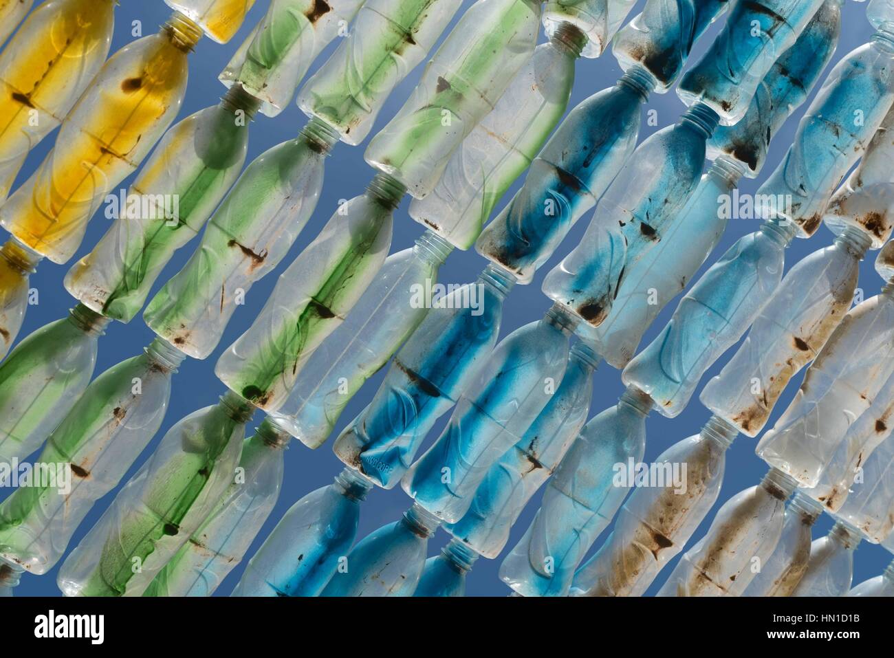 Recycled decorative canopy made from used plastic bottles at the ...