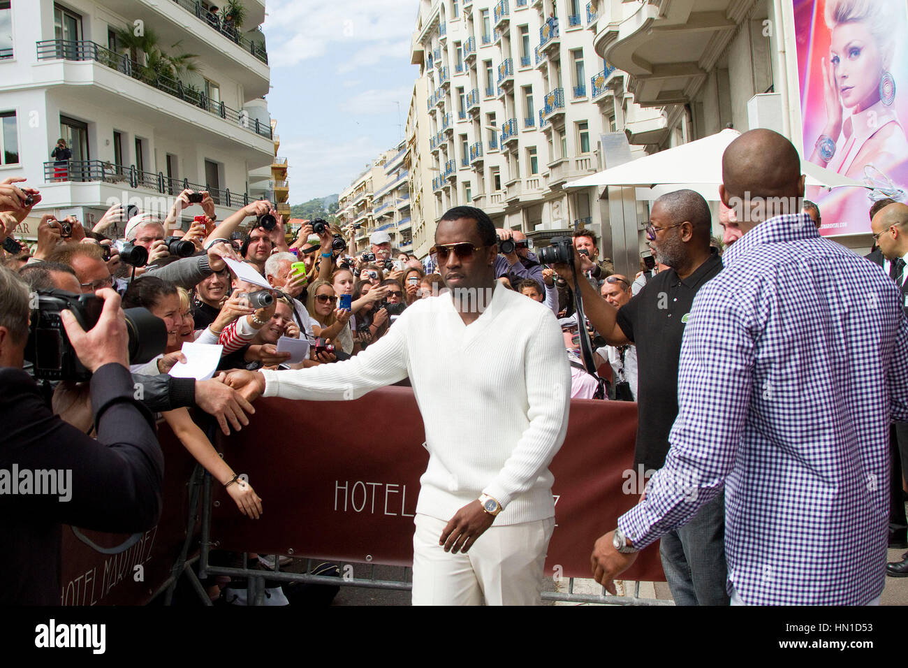Sean P. Diddy Combs greets fans at the Hotel Martinez at the 65th ...
