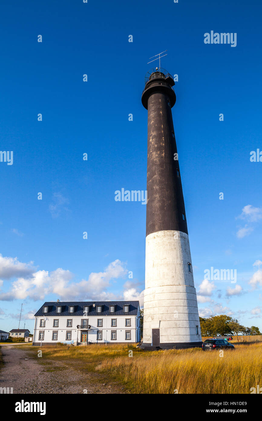 Sorve lighthouse against blue sky, Saaremaa island, Estonia Stock Photo ...