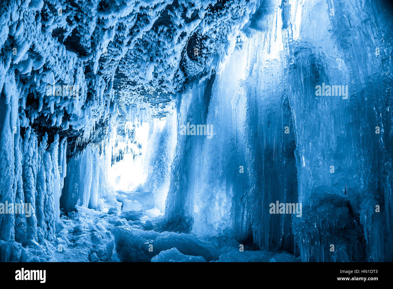 Ice cave in frozen waterfall Jagala, Estonia Stock Photo - Alamy